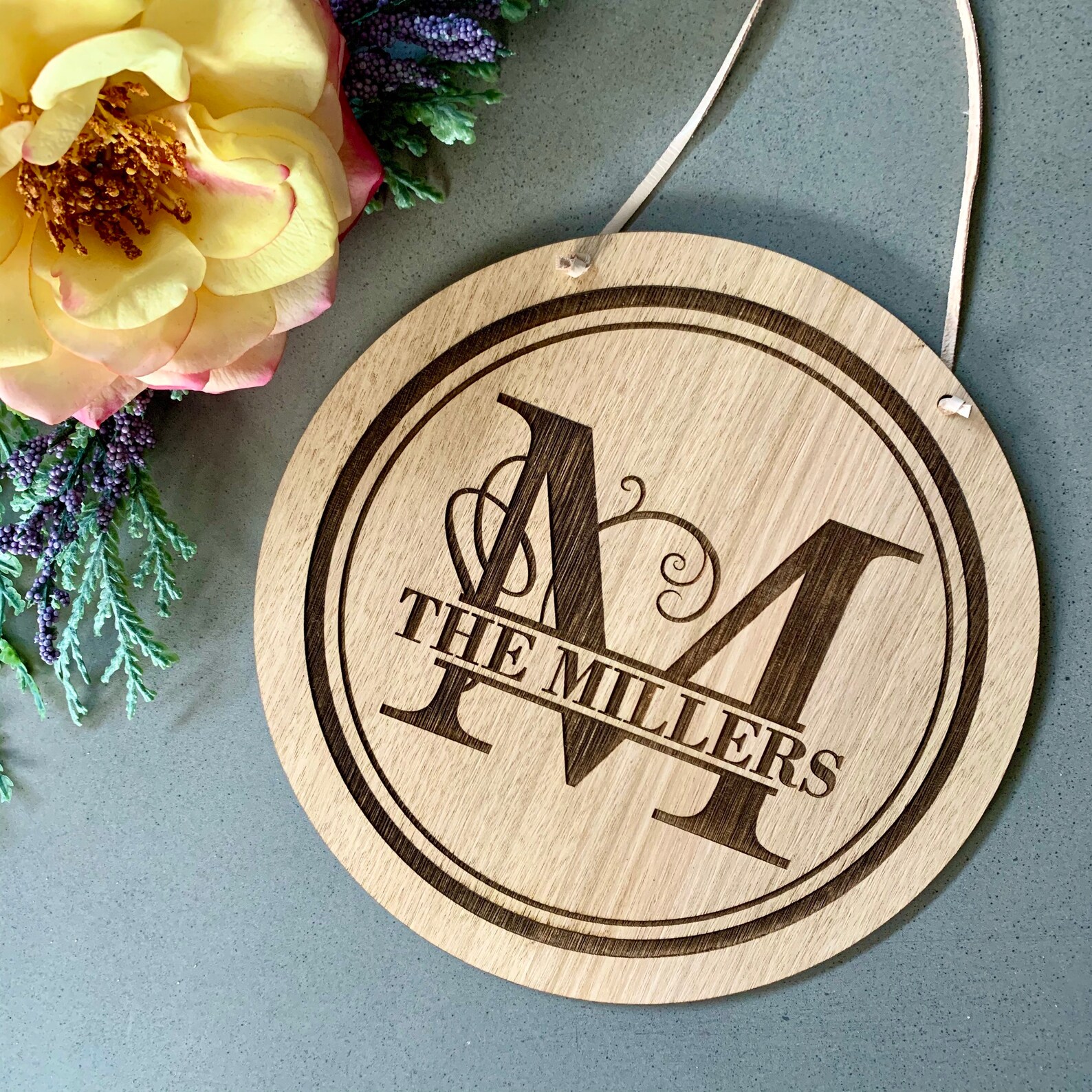 Custom Wooden Name Plaque Monogram Engraved | Etsy