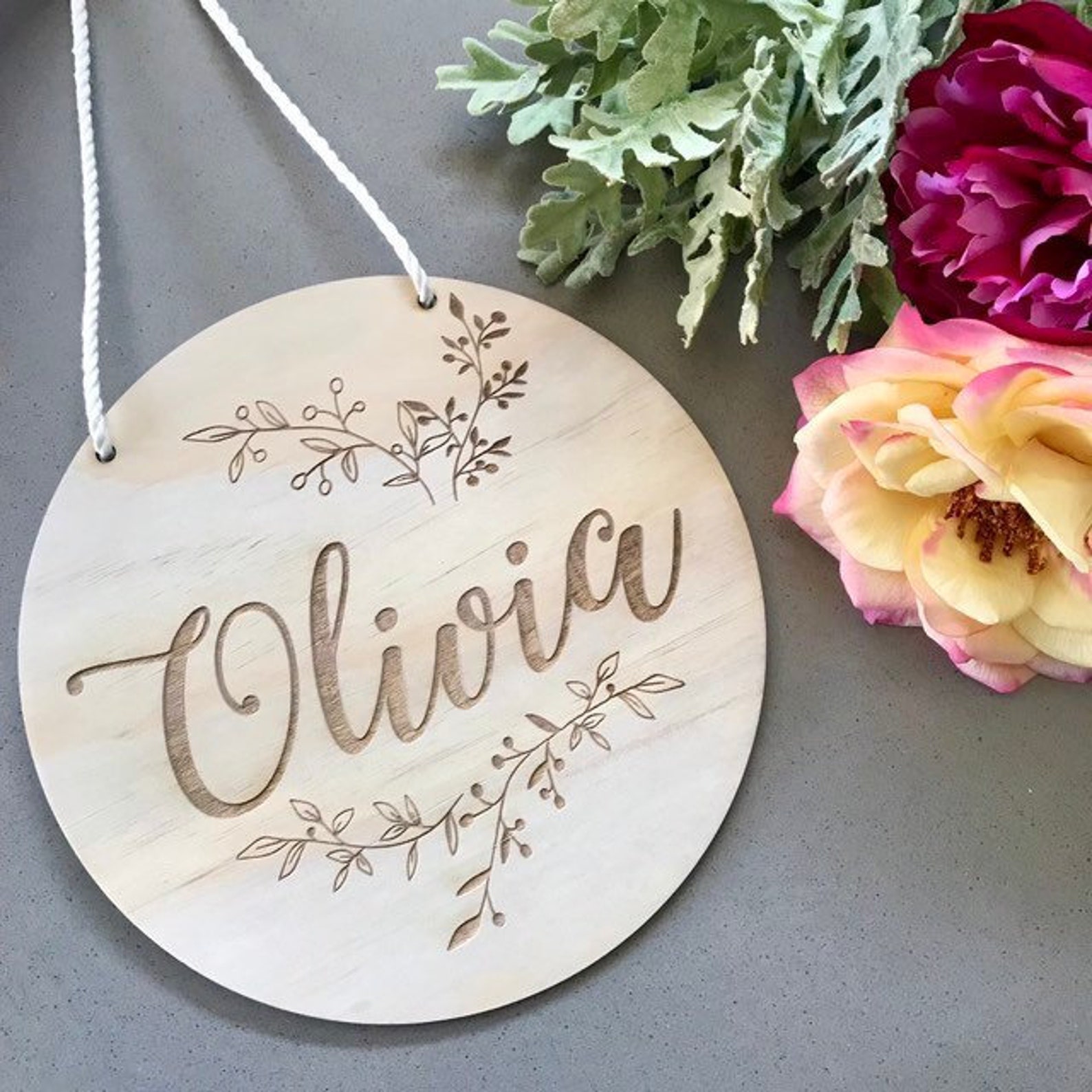 Custom Wooden Name Plaque Hanging Door Sign Nursery Decor | Etsy