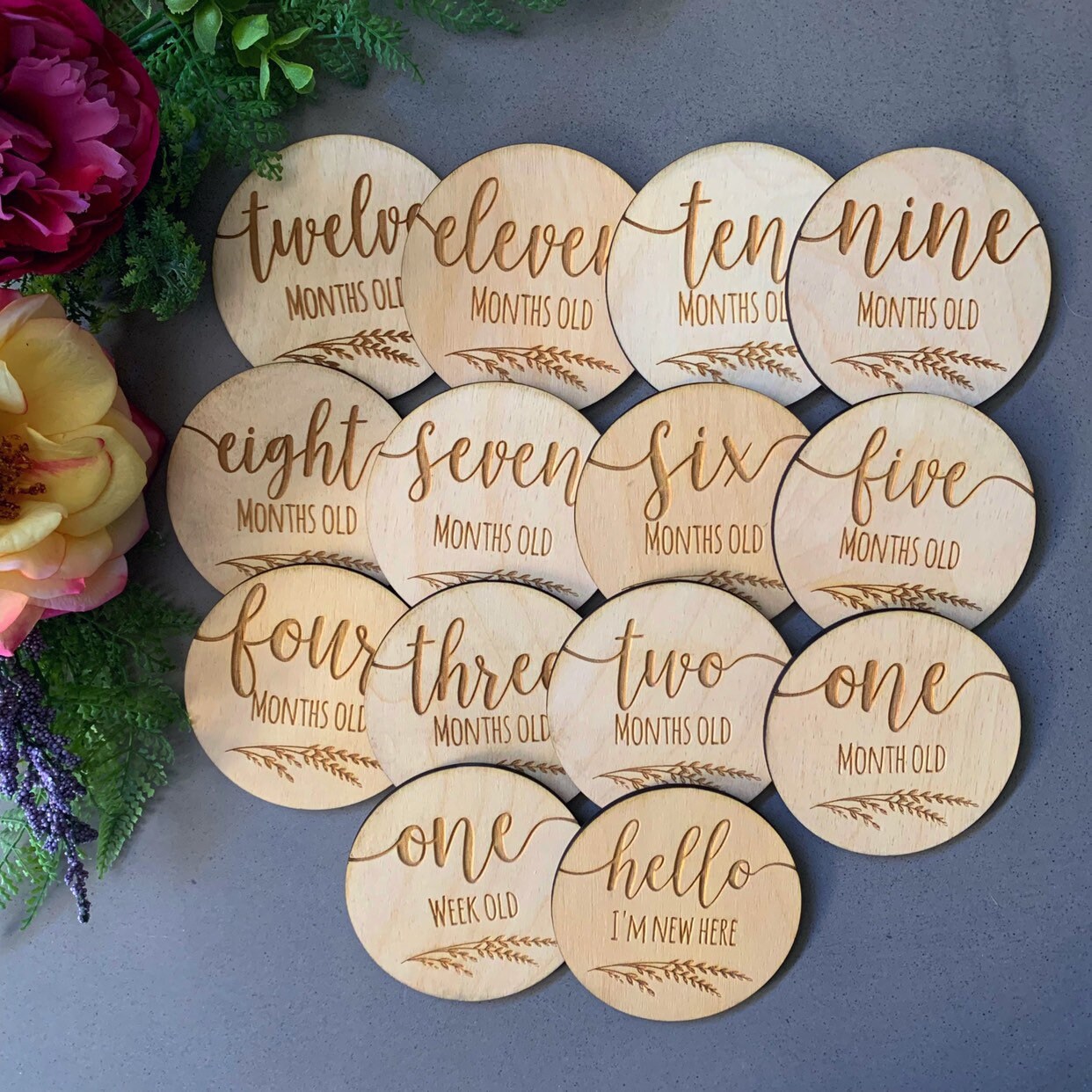 Wooden Milestone Discs Nursery Decor Engraved | Etsy