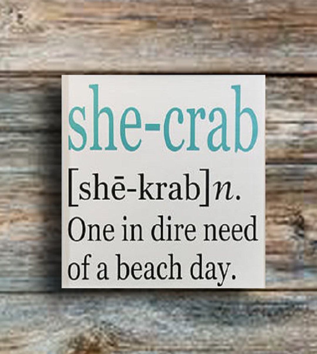 Aqua She-crab Sign Ocean Beach Sign Wood Beach Cottage Beach House ...