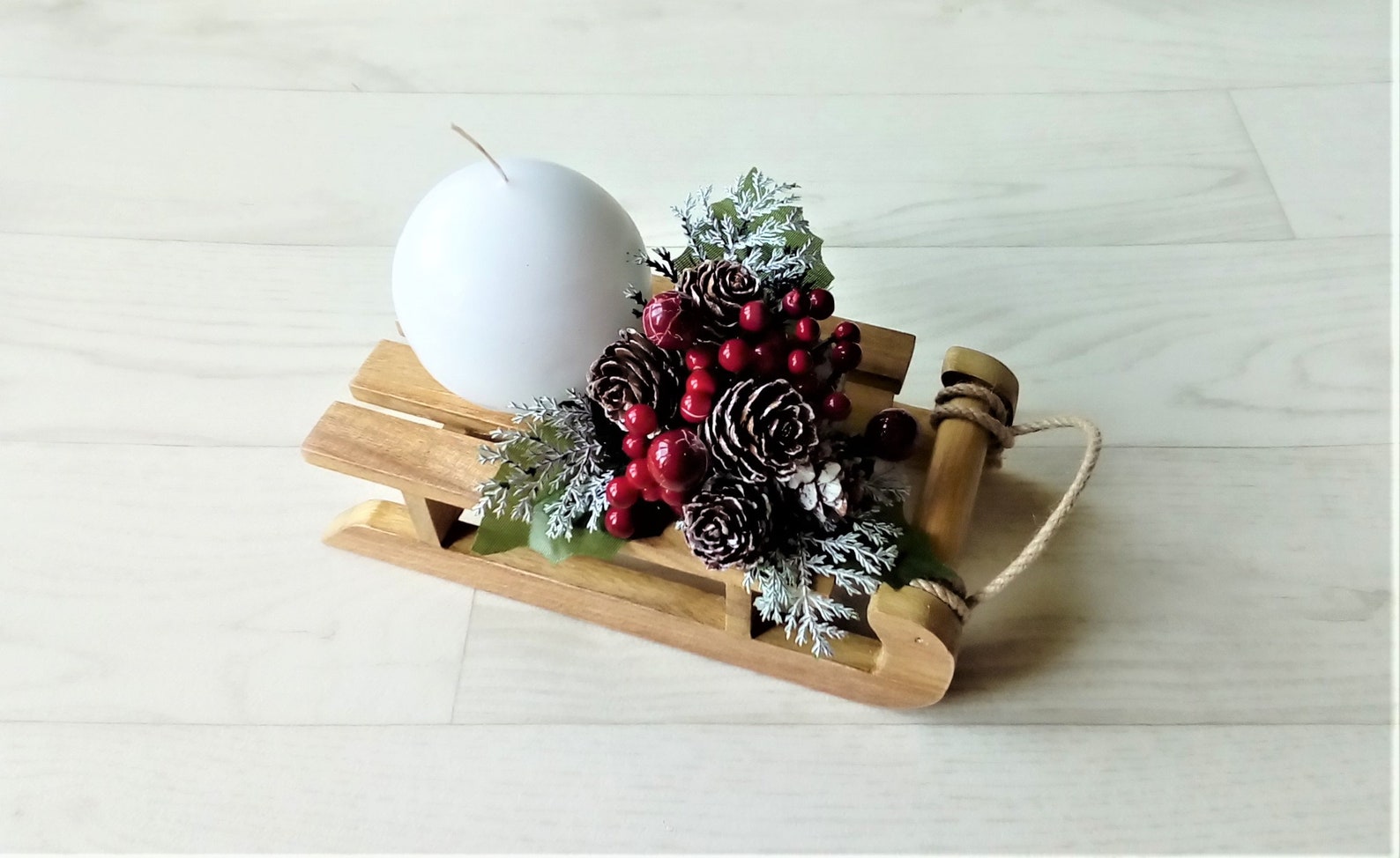 Wooden Sledge Christmas Decoration Solid Wood Sledge - Etsy