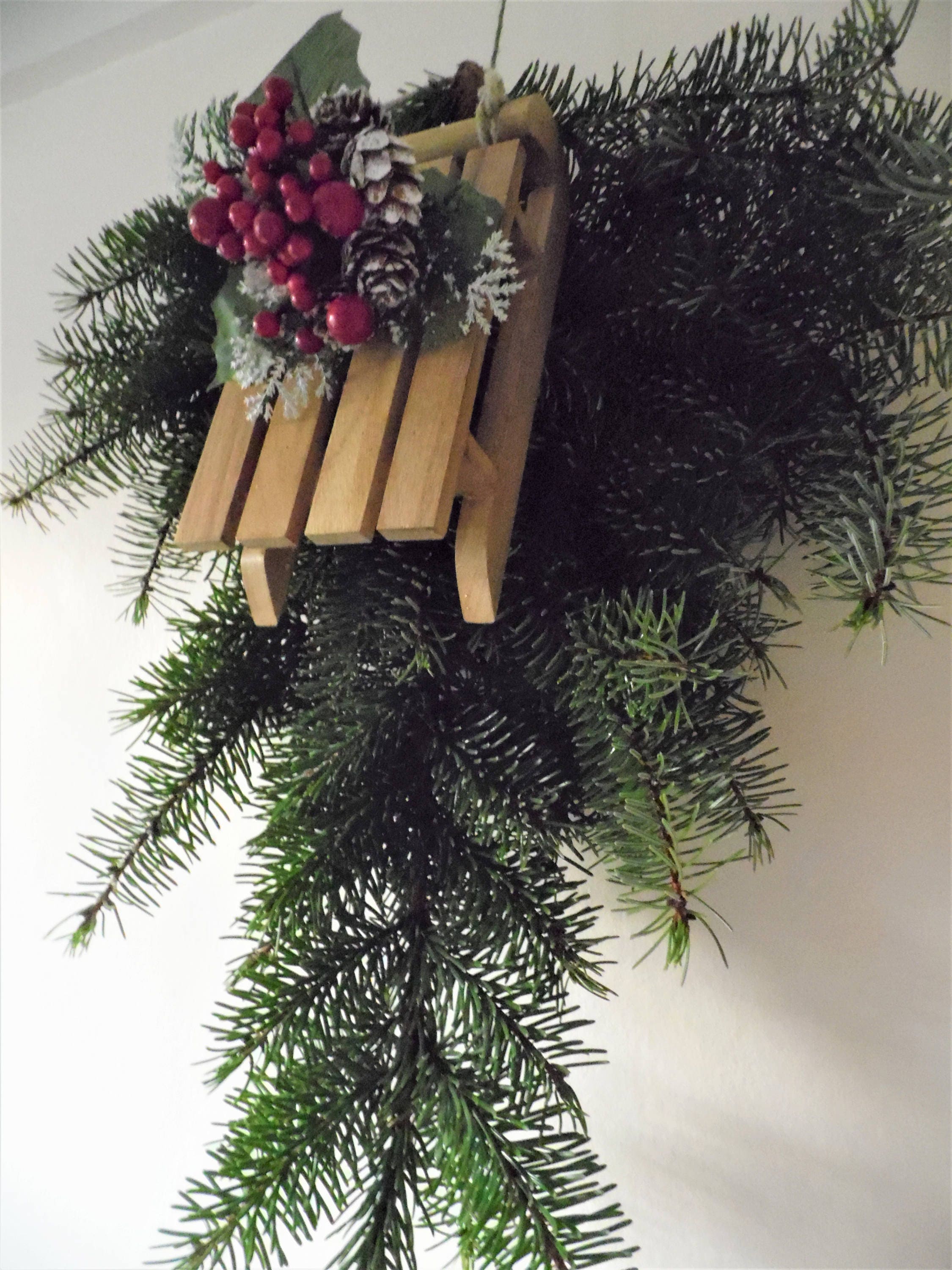 Wooden Sledge Christmas Decoration Solid Wood Sledge - Etsy