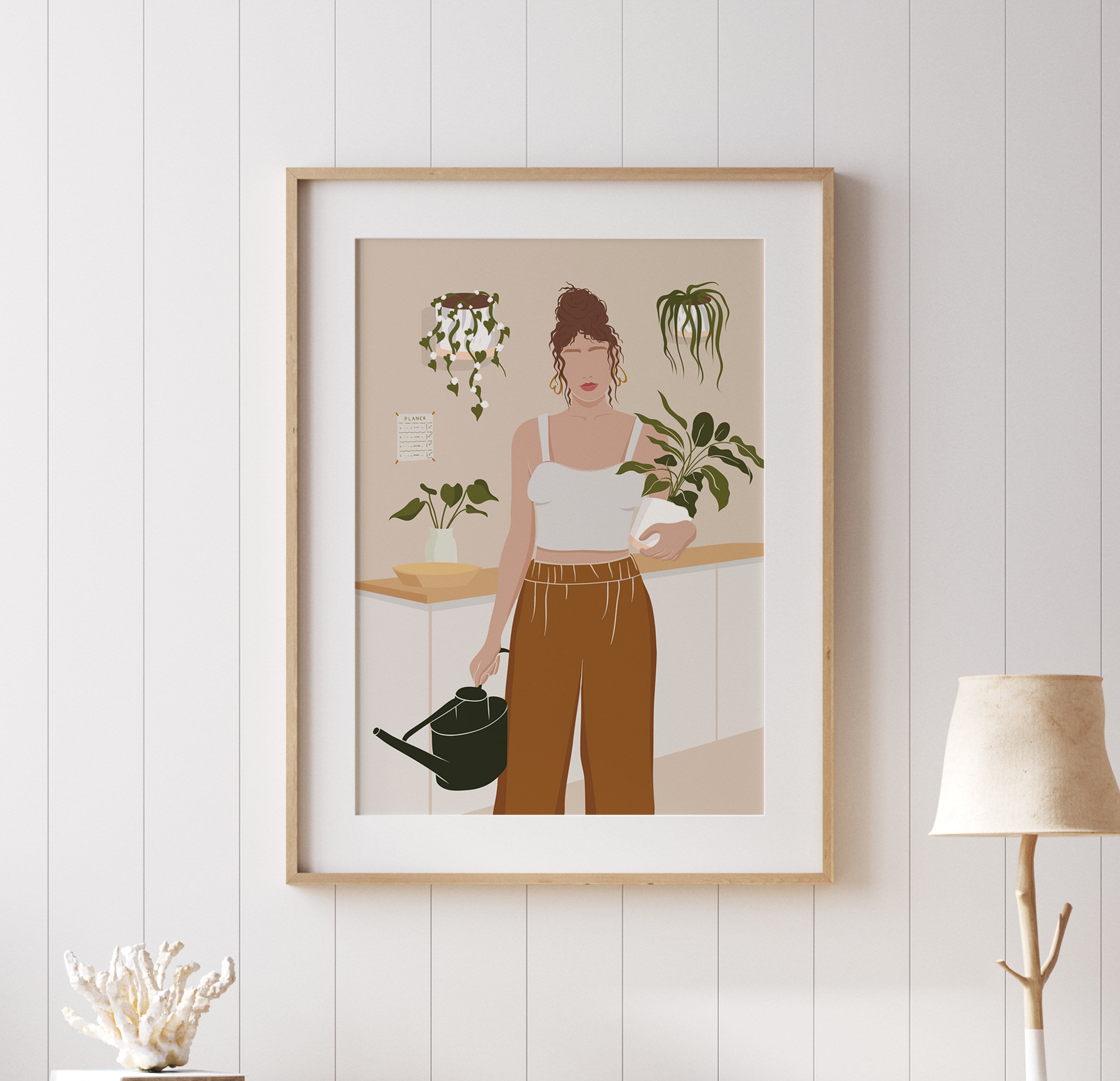 Plant Lady Art Girl and Plants Art Plant Mom Gift Plant | Etsy