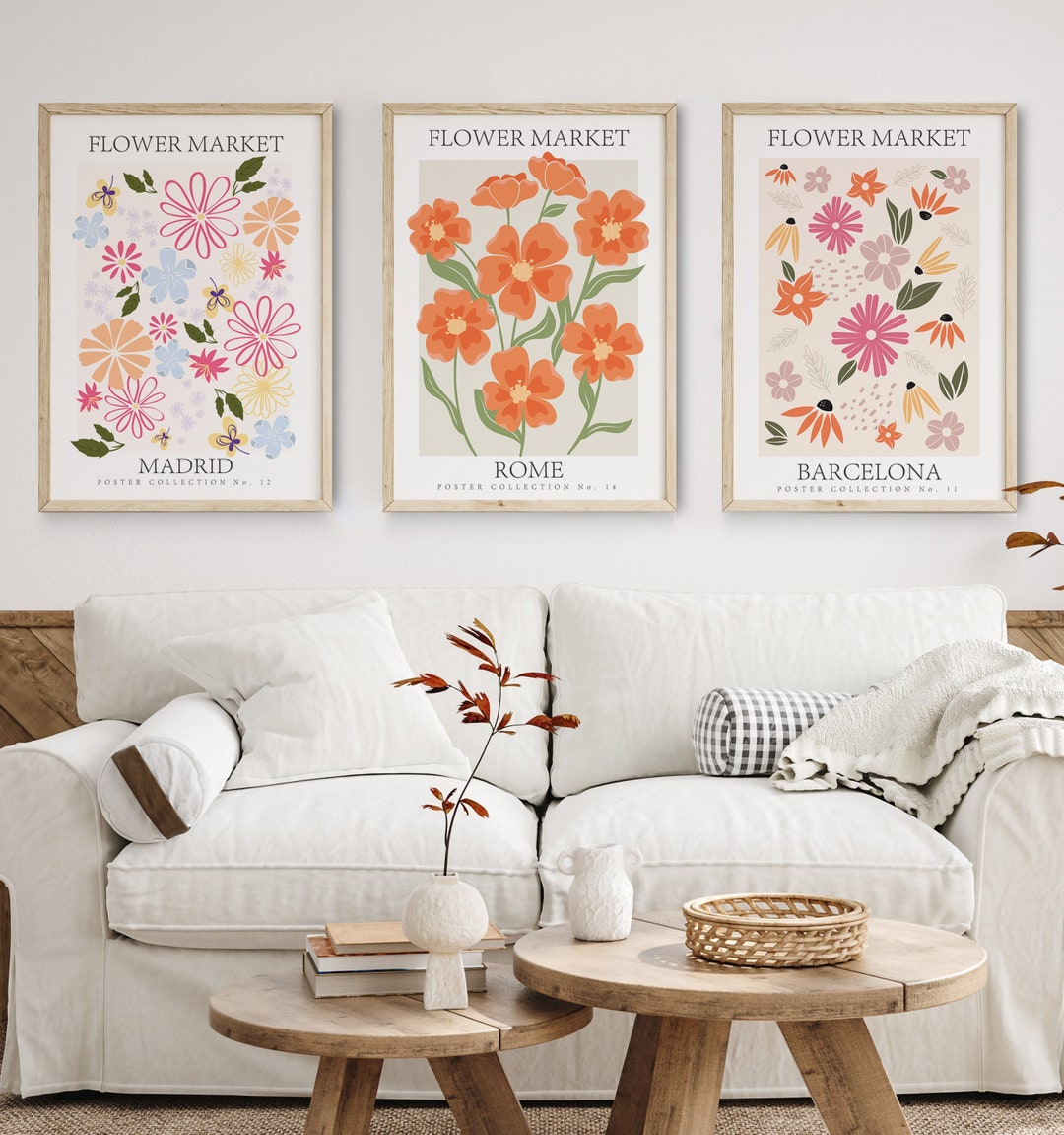 Set of 3 Flower Market Prints | Gallery Wall Set | Exhibition Poster ...