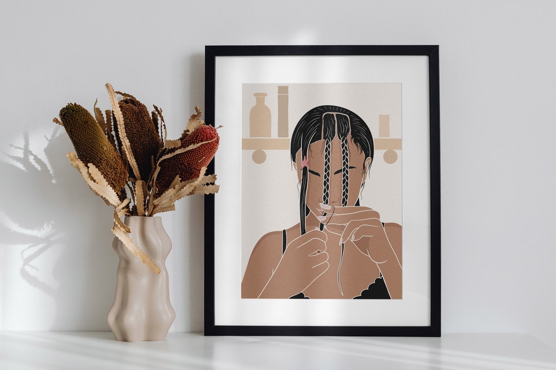 Black Woman Art Braids Art Print Hair Salon Art Natural - Etsy
