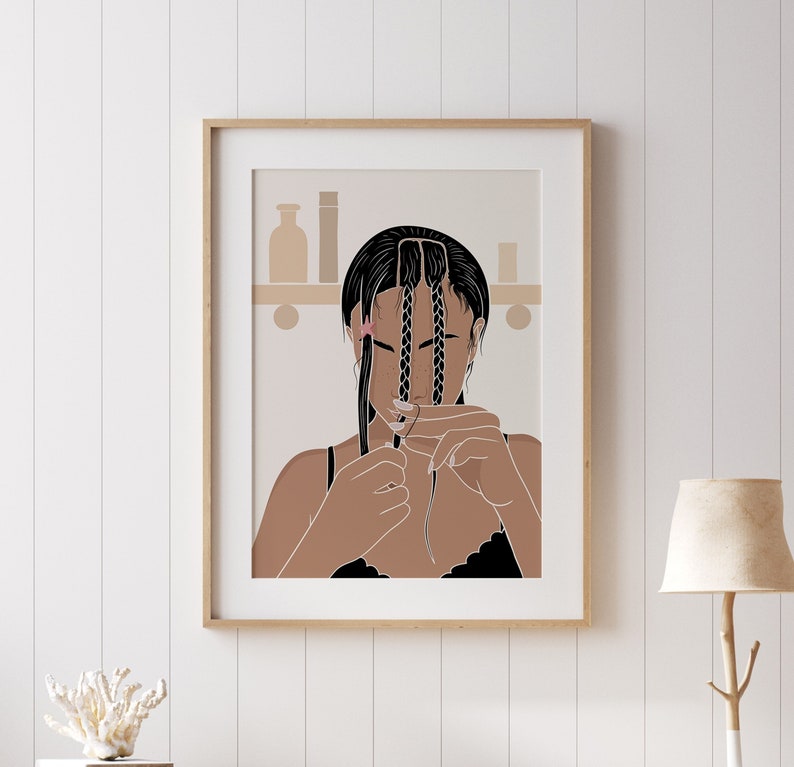 Black Woman Art Braids Art Print Hair Salon Art Natural - Etsy