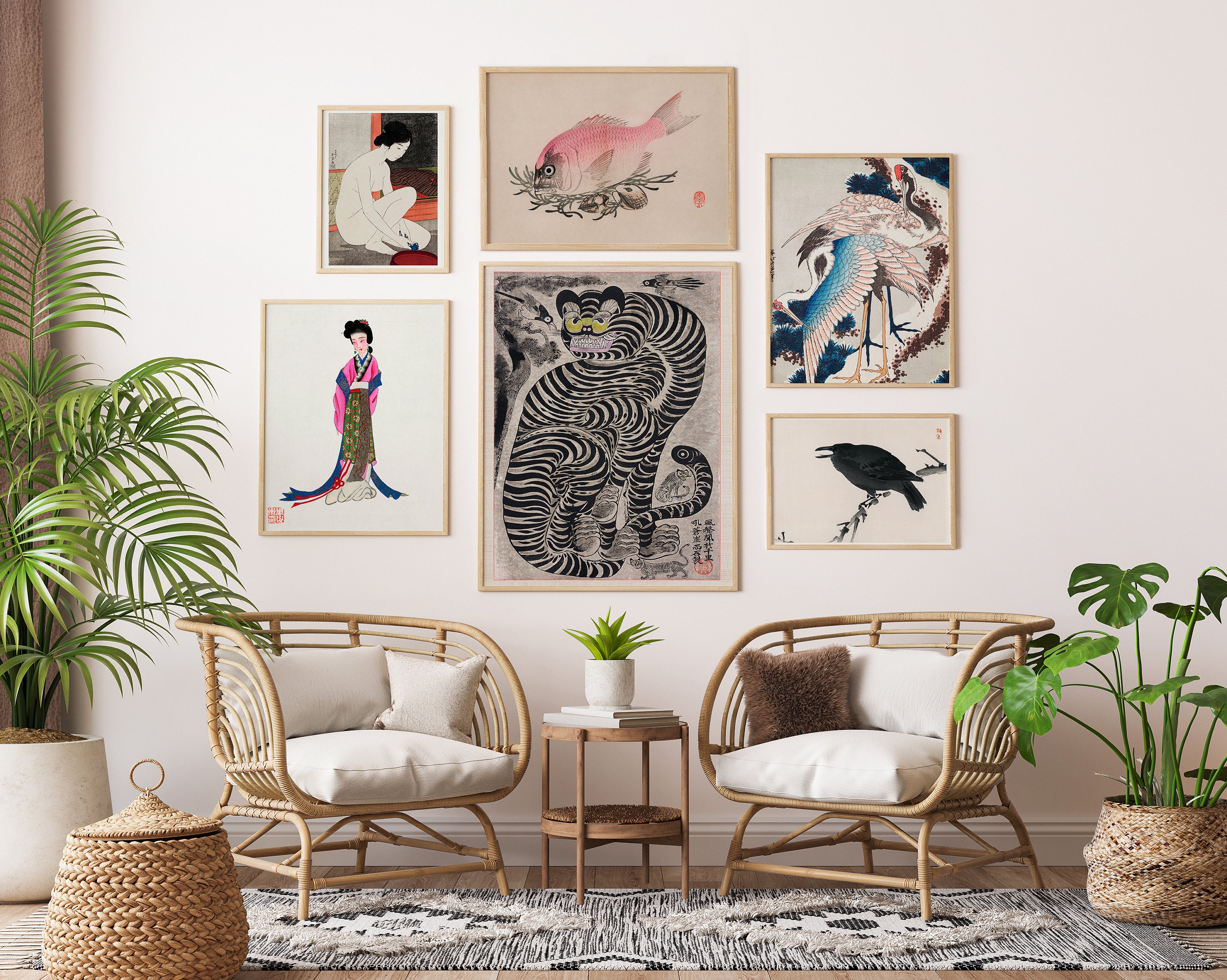 Japanese Wall Art Eclectic Maximalist Gallery Wall Set Aesthetic Living ...