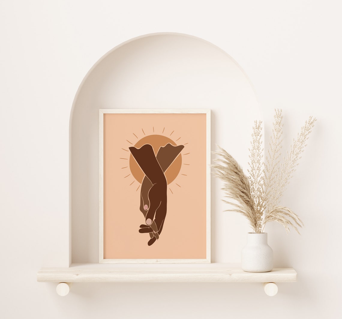 Holding Hands Art Print Couple Print Love Wall Poster | Etsy