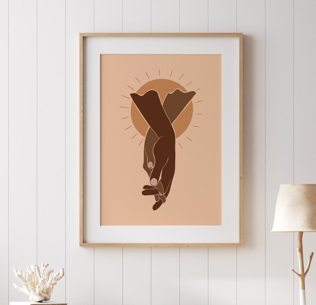 Holding Hands Art Print | Couple Print | Love Wall Poster | Abstract ...