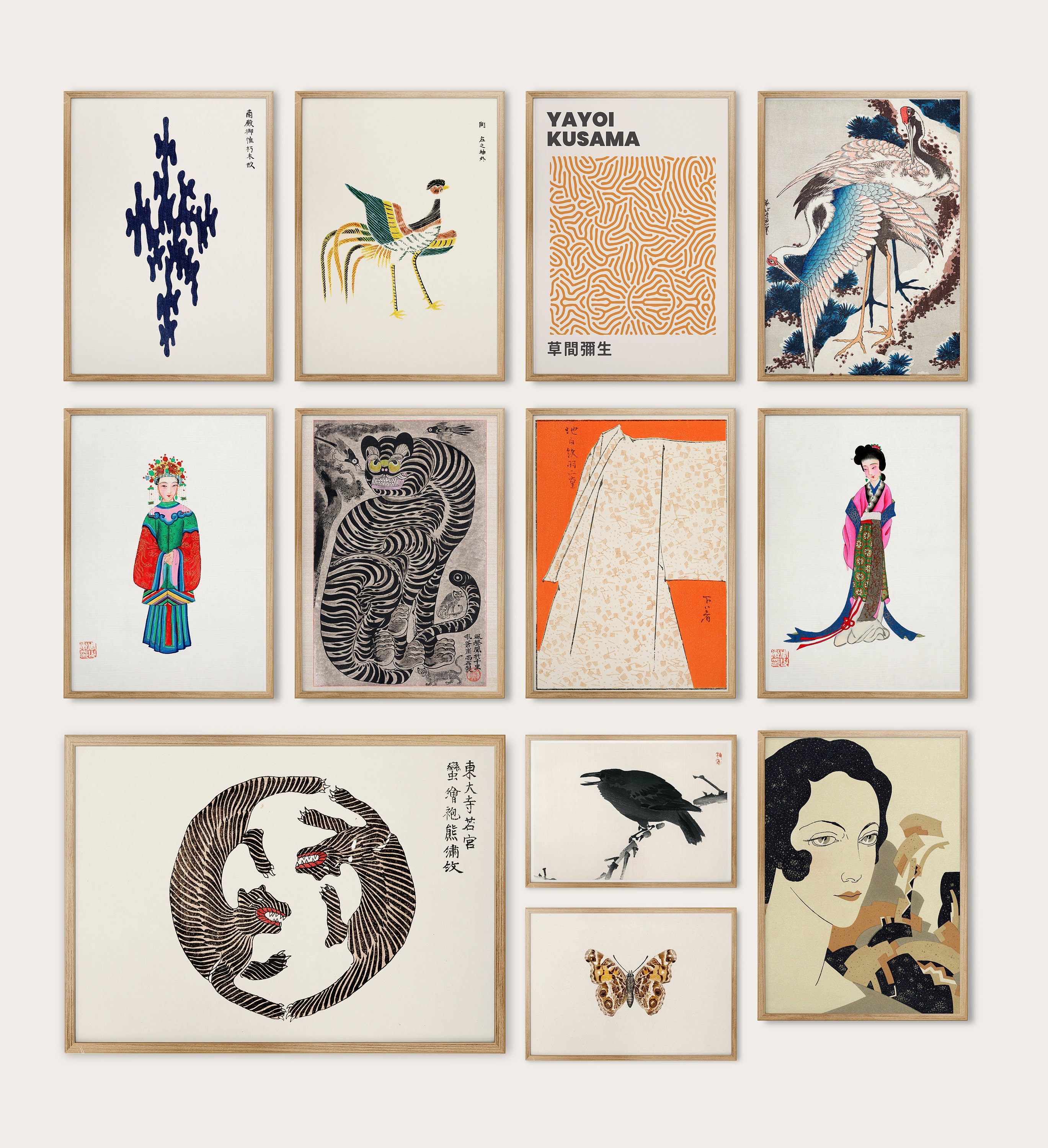 Japanese Wall Art Eclectic Maximalist Gallery Wall Set Aesthetic Living ...
