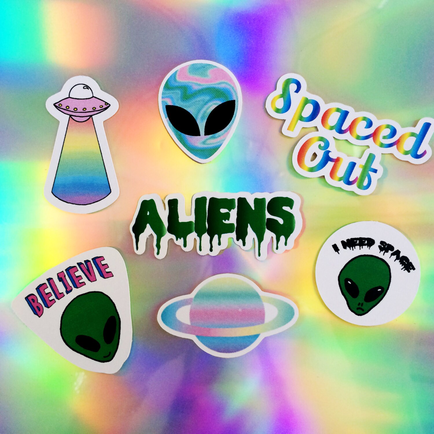 Alien Sticker Set pack of 7 Phone Case Stickers Laptop | Etsy