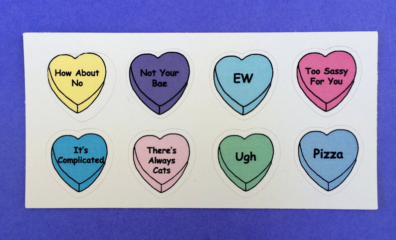 Sassy Heart Sticker Set pack of 8 Tumblr Stickers Phone - Etsy