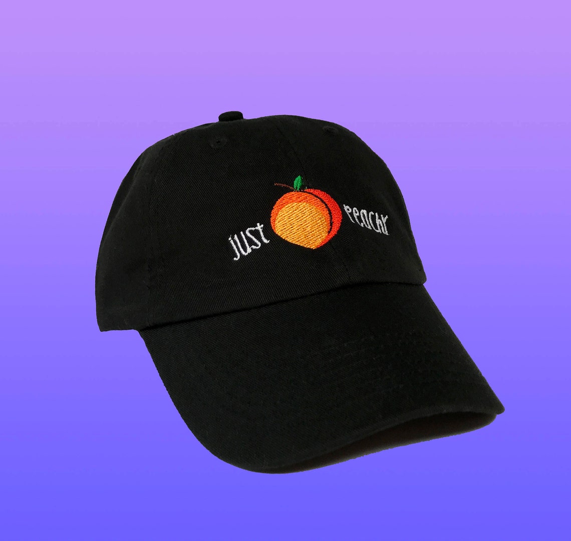 Just Peachy Dad Hat Peach Embroidered Baseball Cap Custom - Etsy