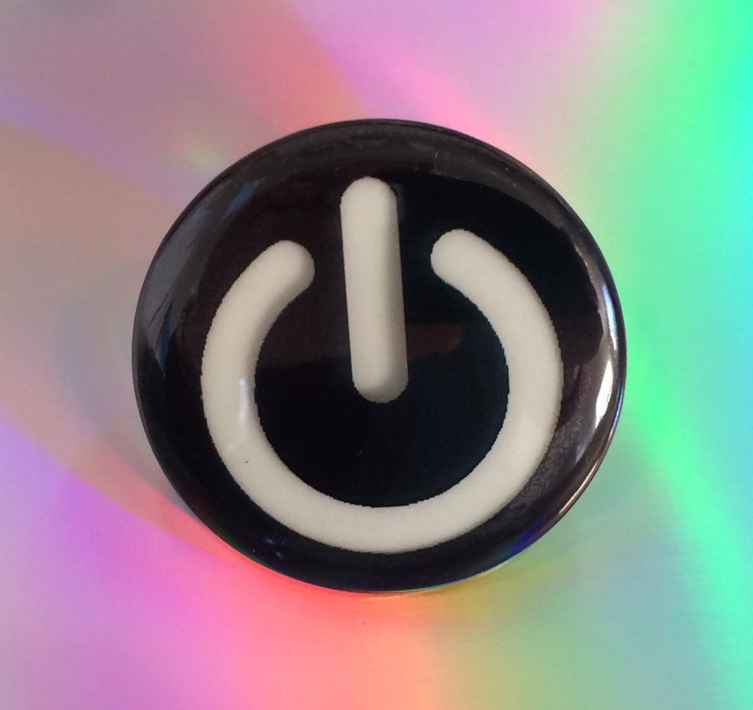 Glow in the Dark Power Button, Computer Pin, Tech Gift, Computer Geek ...