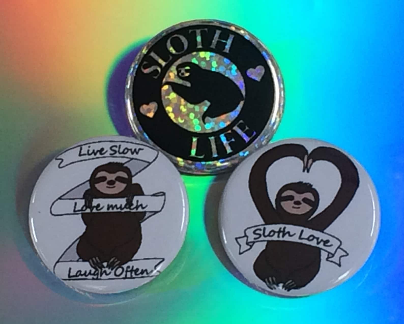 Sloth Button Pack 1 1/4 Inch Pin-back Buttons Holographic - Etsy