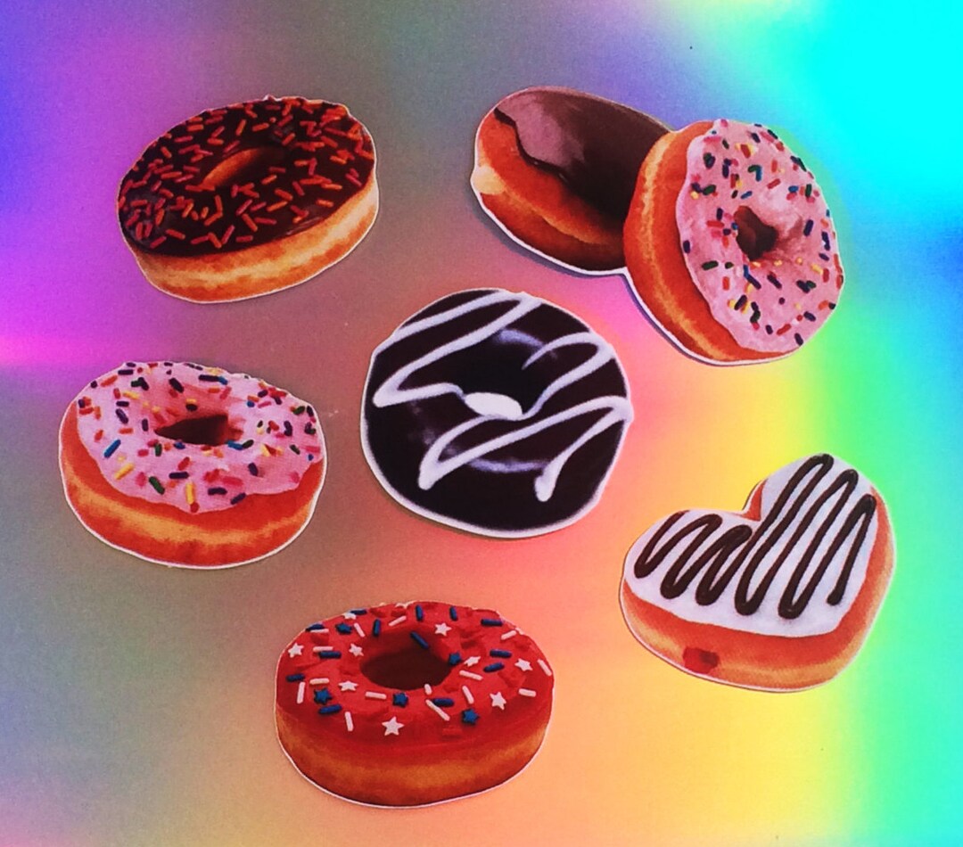 Donut Stickers Set of 6, Laptop Sticker, Phone Case Sticker, iPad ...