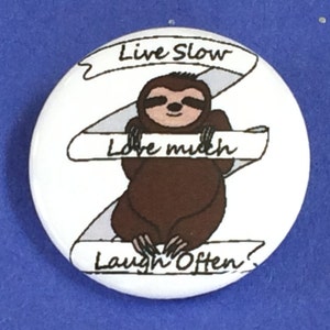 Sloth Button Pack 1 1/4 Inch Pin-back Buttons, Holographic Backpack ...