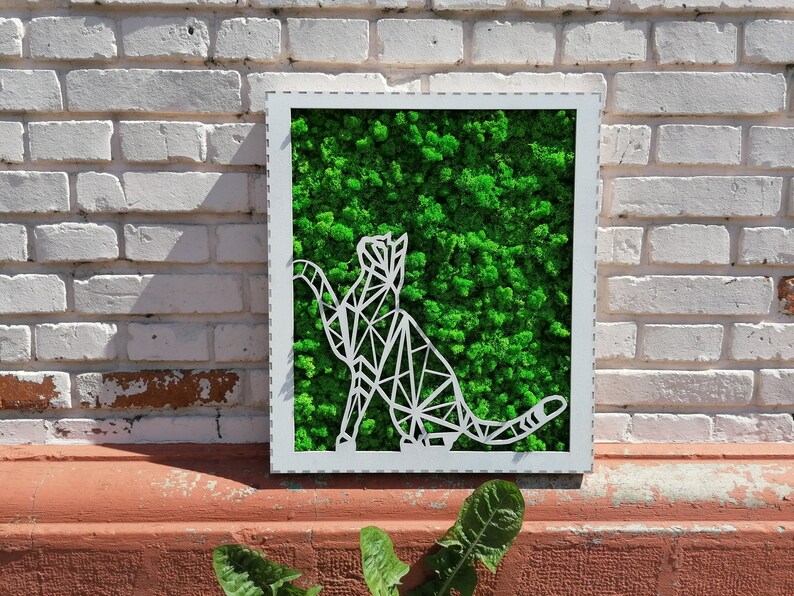 Moss Cat. Laser Cut Cat. Moss Wall Art. Creative Wall Art. - Etsy