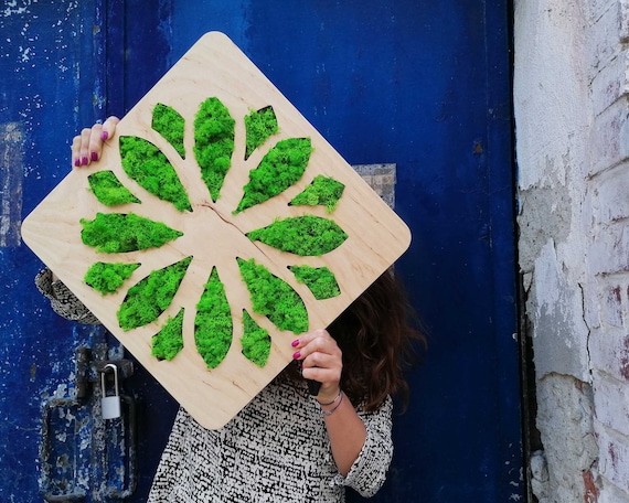 Flower Power Moos Kunst. Moos Dekorationen. Home Office Dekor. | Etsy