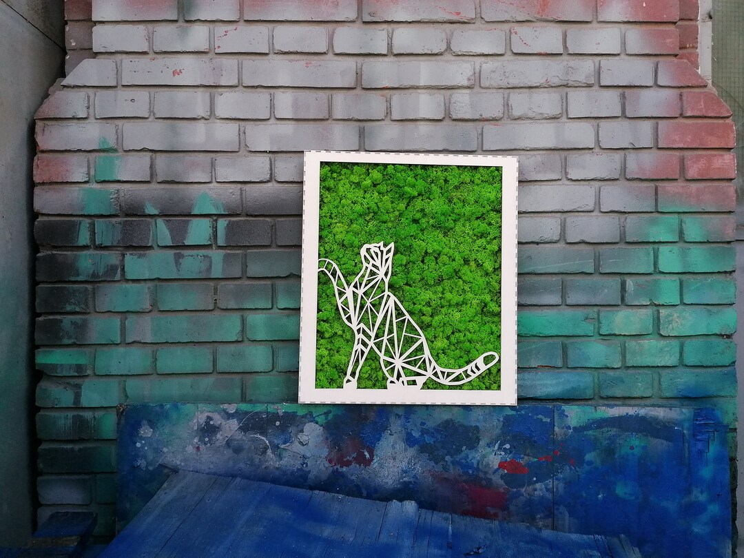 Moss Cat. Laser Cut Cat. Moss Wall Art. Creative Wall Art. - Etsy