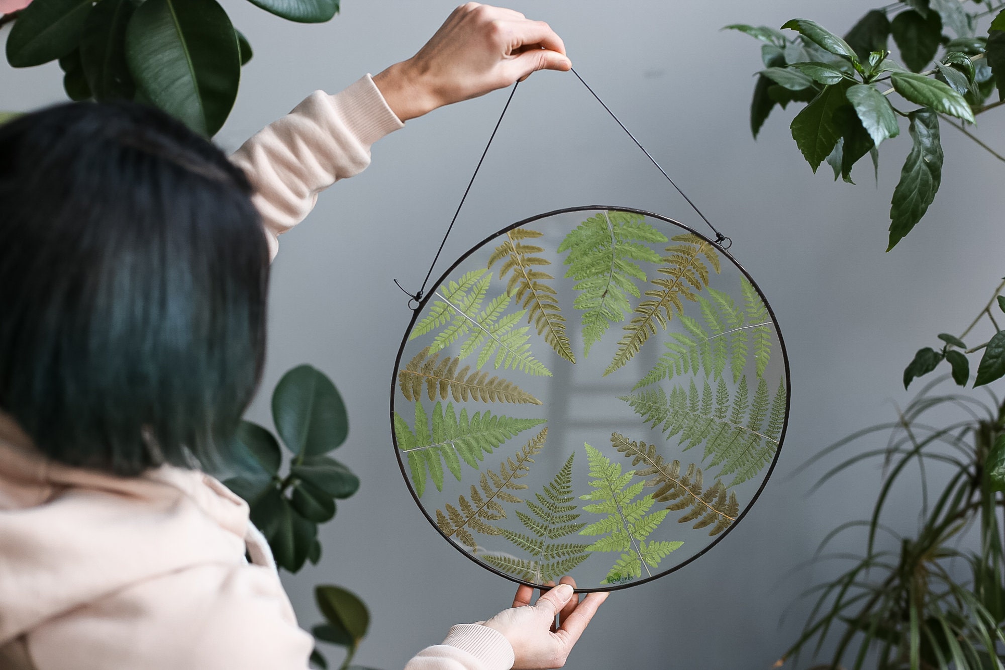Pressed Fern Plant in Stained Glass Frame Dried Leaves Wall | Etsy