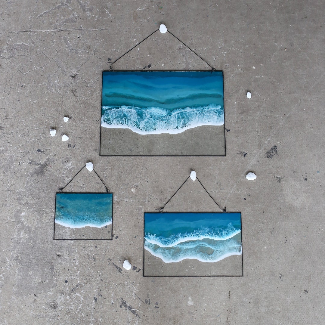 Set of 3 Rectangular Frames With Resin Sea Wave Wall Art. - Etsy