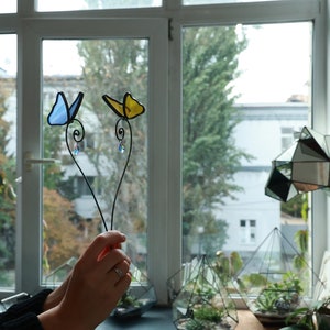 Cute Butterfly Suncatcher Pot Stick With Dangle, Butterfly Plant Stake ...