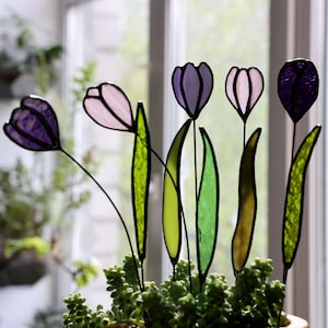 Crocus Purple Stained Glass Flower on a Stem, Spring Single Branch Sun ...