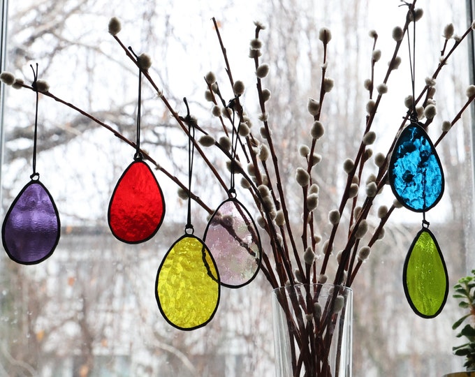 Stained Glass Easter Egg Charm Suncatcher Window Wall Hanging ...