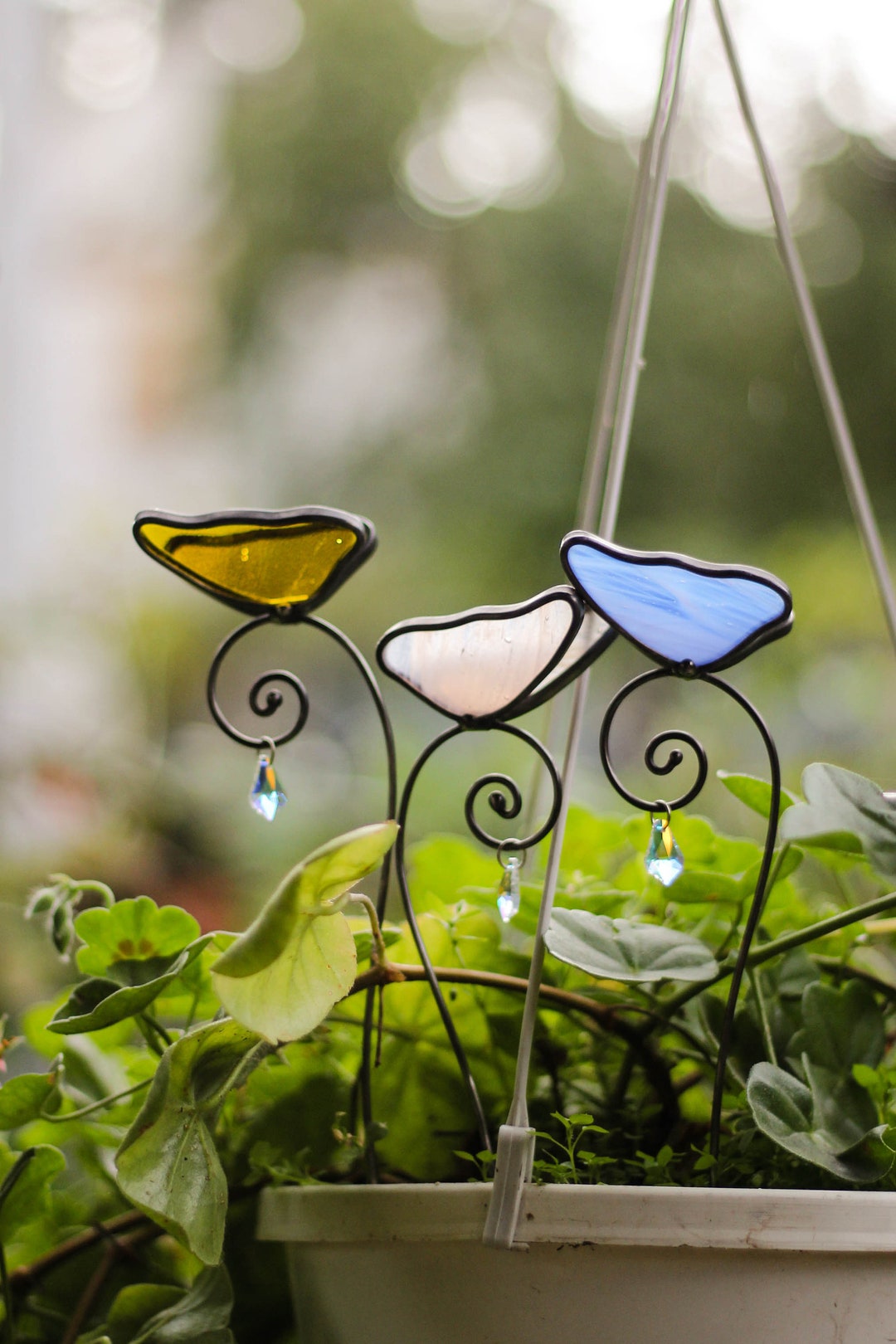 Cute Butterfly Suncatcher Pot Stick With Dangle, Butterfly Plant Stake ...