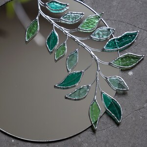 Eucalyptus Stained Glass Mirror, Botanical Wall Hanging Mirror With ...