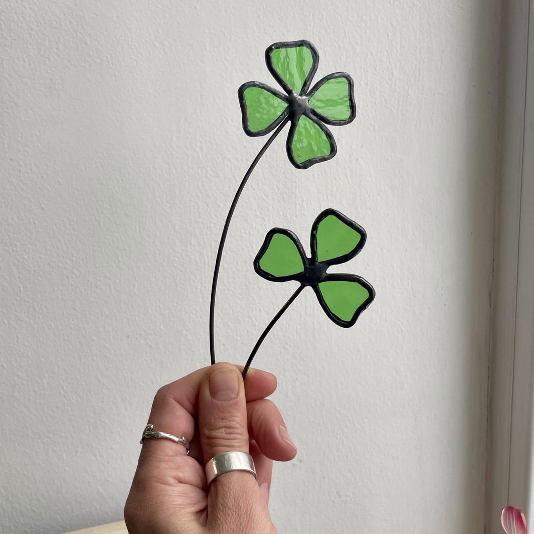 Stained Glass Clover on a Stem | Single Branch | St. Patrick’s Day ...