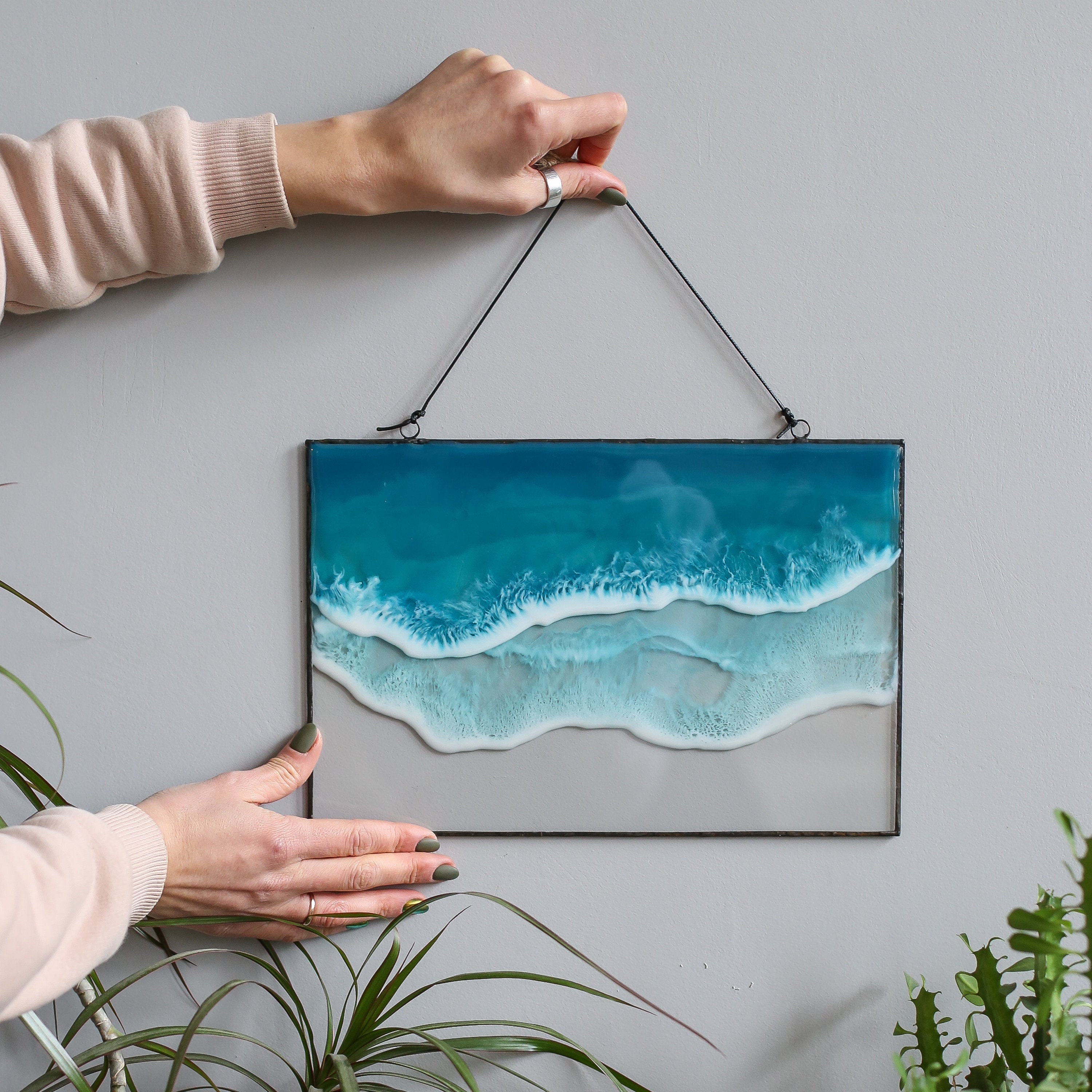 Other Assemblage Mixed Media & Collage Beach Decor Resin Wave Coastal ...