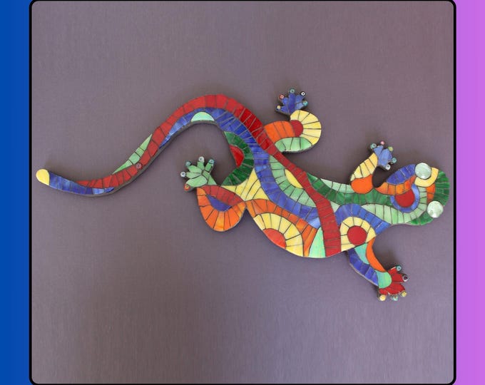 Lizard Plant Pick Stake Mosaic Reptile Gecko Potted Plant Bling Art Nature Theme Decor Indoor ...