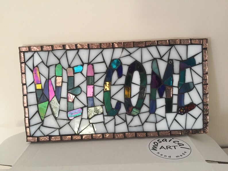Customizable Front Door Sign Beautiful Glass Mosaic - Etsy