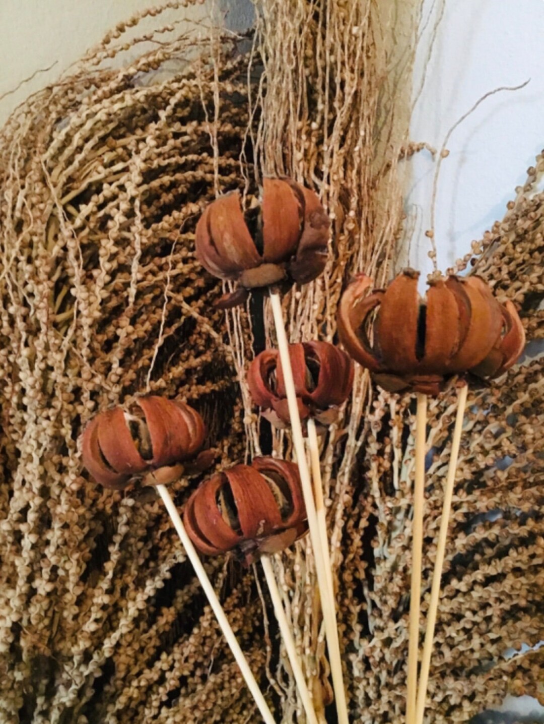 8 Lantern Pods Floral Picks Arrangements 12in Rustic Decor Primitive ...