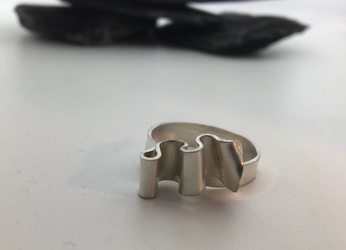 Wavy Adjustable Hammered Silver Handmade Ring - Etsy