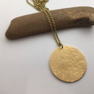 Brass Disk Pendant. 3cm Diameter Disk. Hammered Brass. - Etsy UK