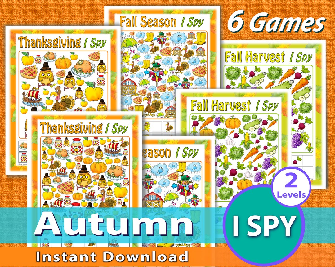 Autumn I Spy 6 Games Worksheets for Kids 2 Levels Easy - Etsy