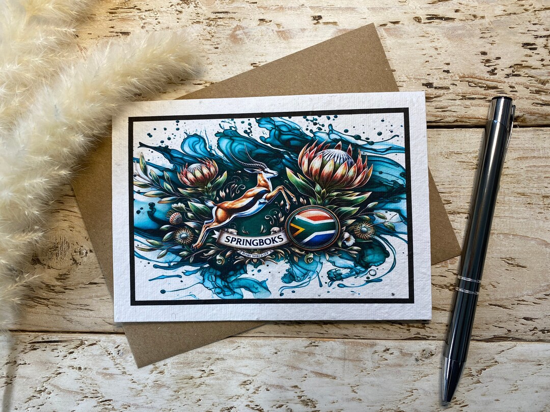 South African Springboks Rugby Greeting Card | Plantable Seed Card ...