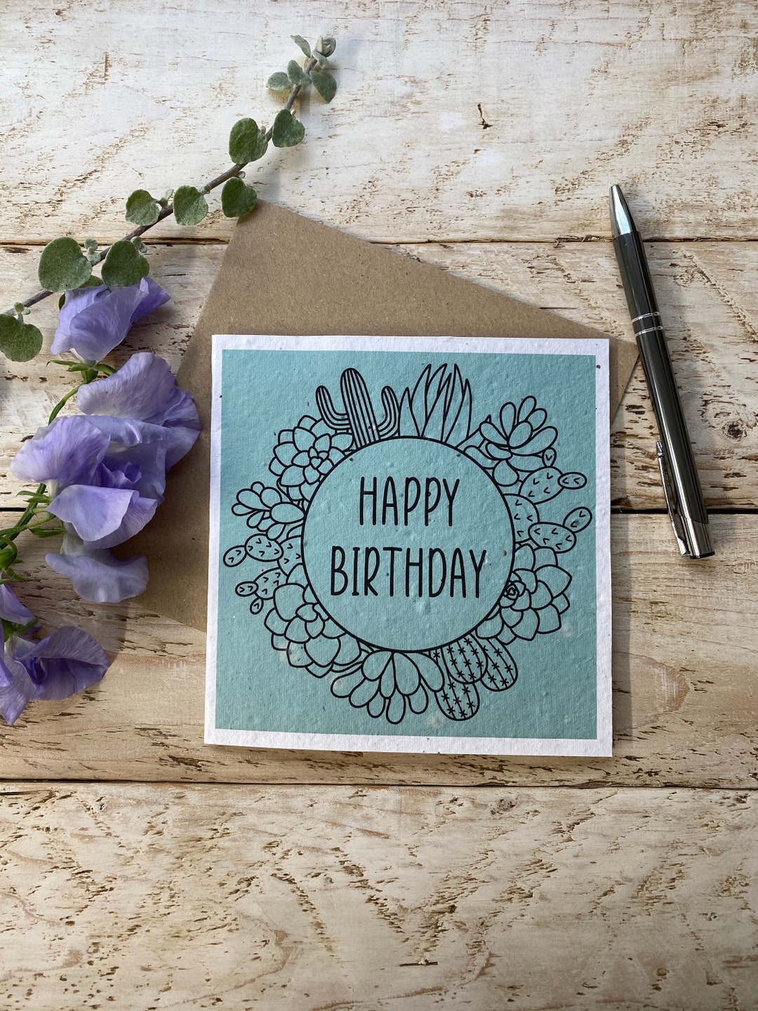 Plantable Seed Greeting Card Personalised Duck Egg Cactus Card ...
