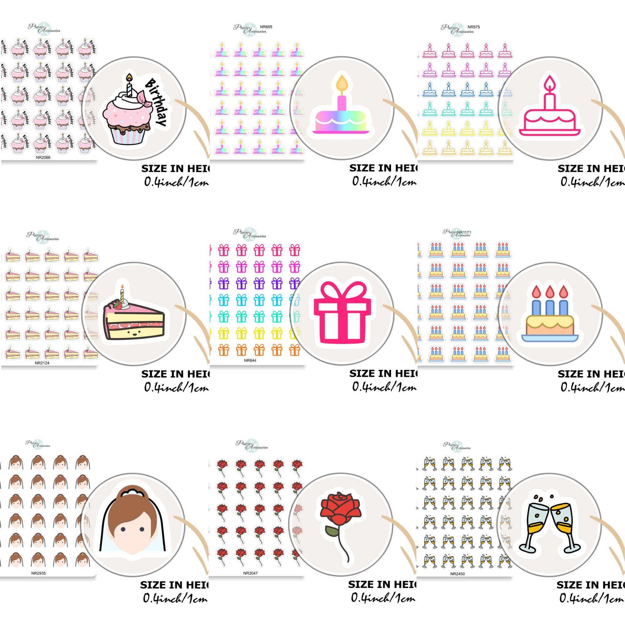 Paper, Party & Kids Craft Supplies & Tools Birthday Planner Stickers ...