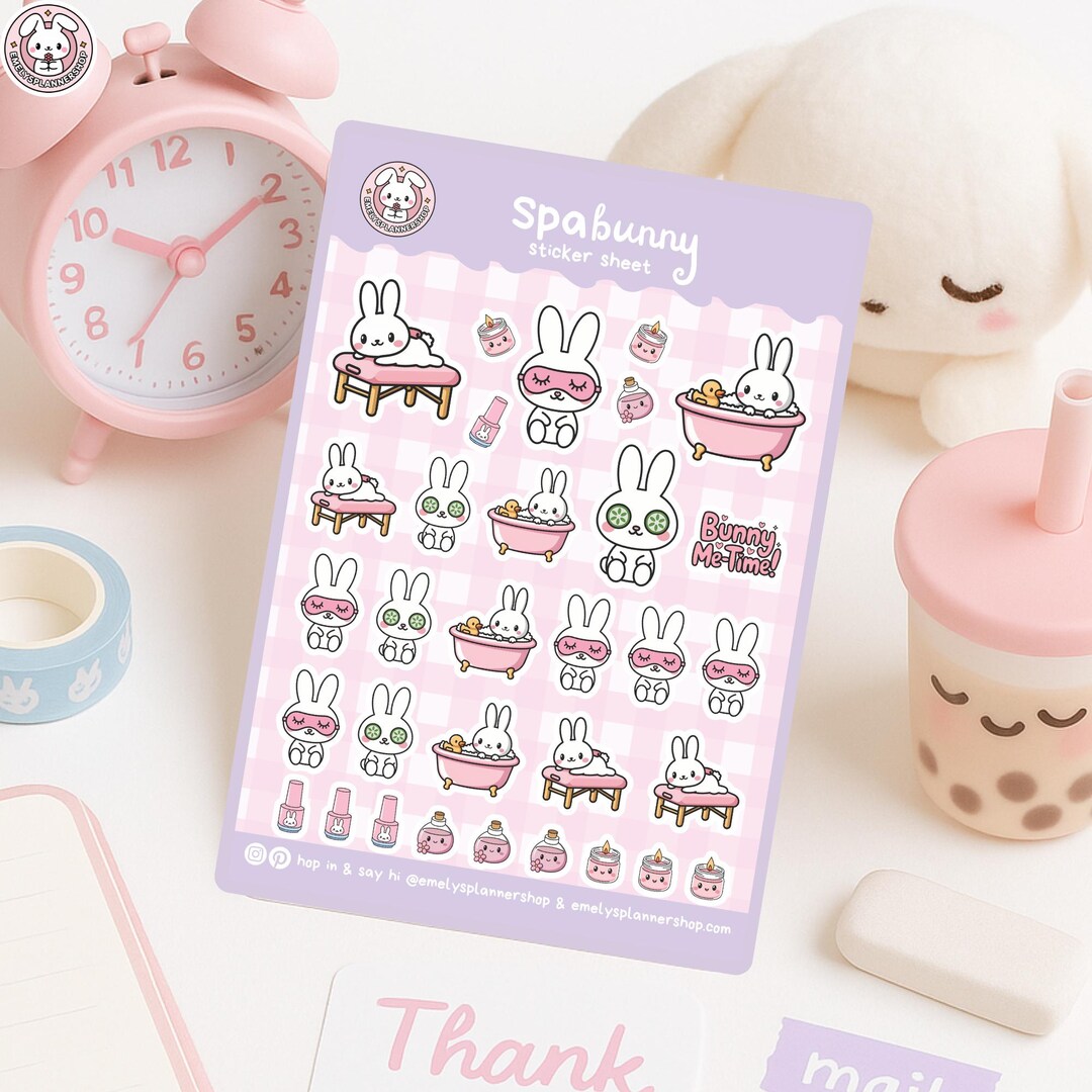 Spa Bubble Bath Stickers Kawaii, Self Care Routine Stickers for Planner ...