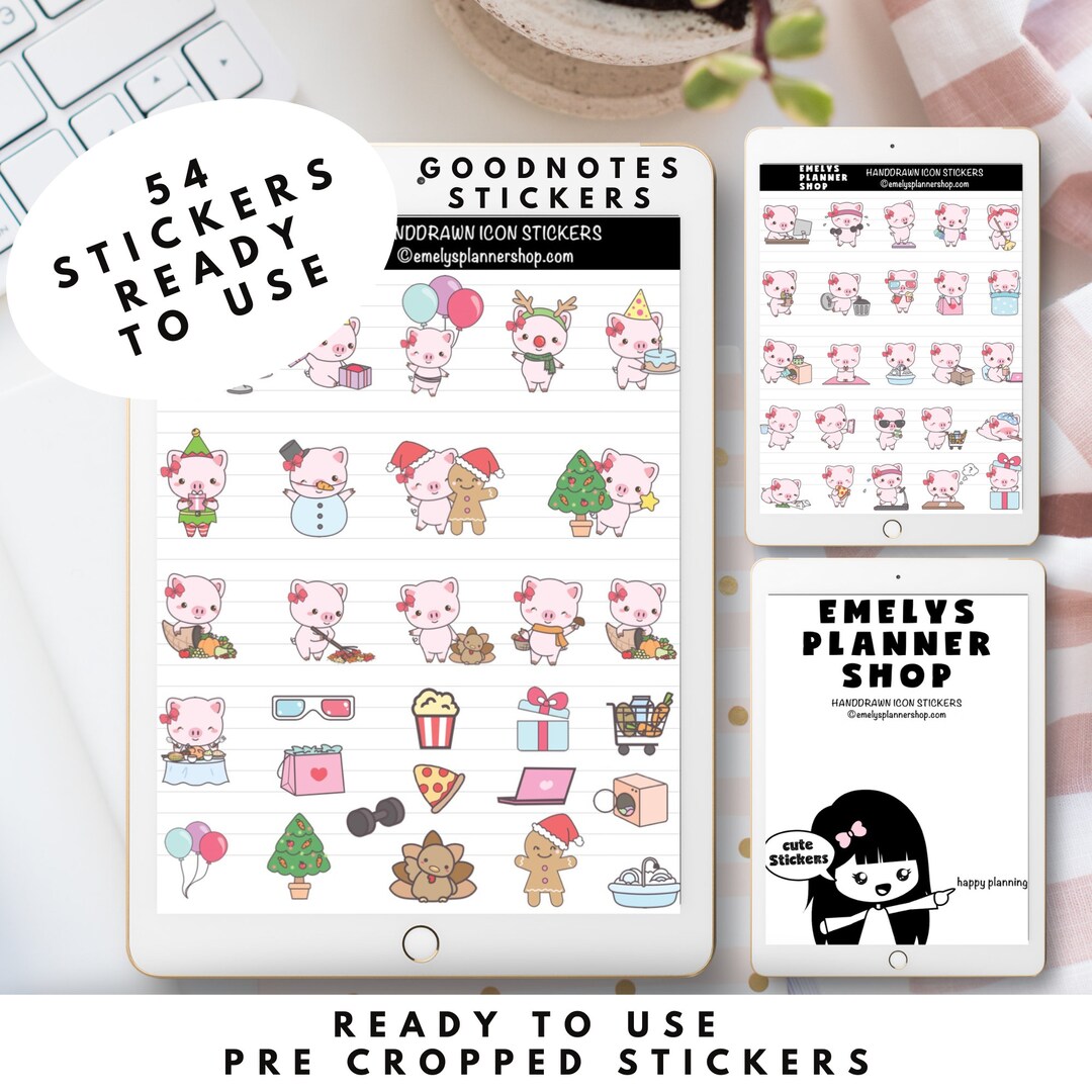 Digital Stickers Goodnotes Piggy Stickers Digital Planner PNG Clipart ...