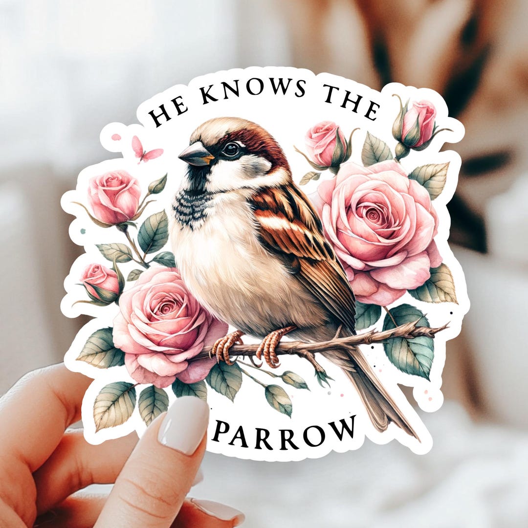 He Knows the Sparrow Vinyl Sticker, Christian Sparrow Decal, Bible ...