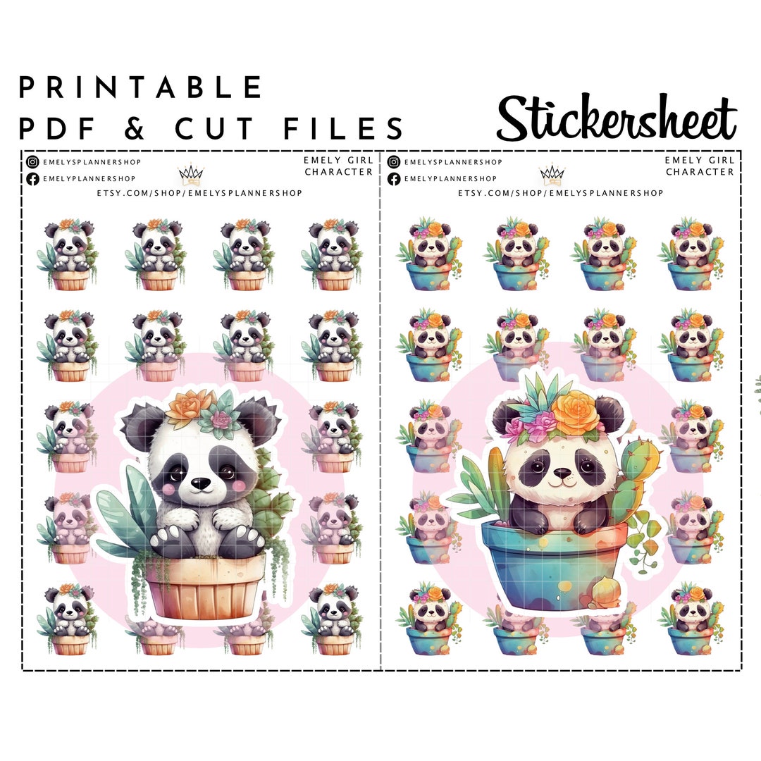 Printable Planner Stickers Cut Files Cute Character Stickers Kawaii 