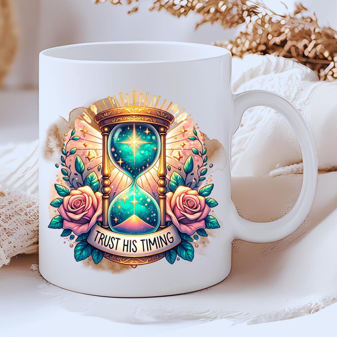 Trust His Timing PNG, Hourglass Design, Christian Inspirational Quote ...