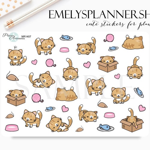 Kawaii Cat Stickers Cute Cats Stickers Cats Stickers Planner | Etsy