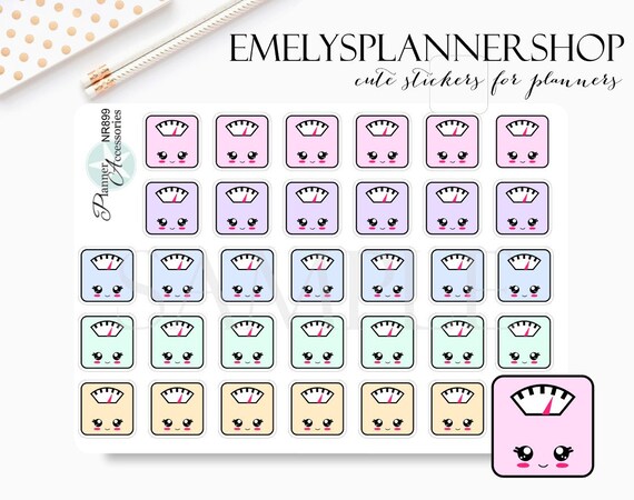 Kawaii Scale Sticker - Weight Loss - Kawaii Stationary - Hobonichi ...