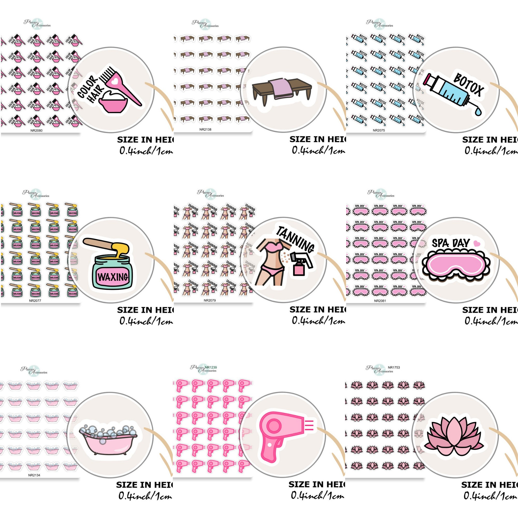 Stickers Paper Bujo Sticker Wellness Sticker Beauty Salon Bullet ...